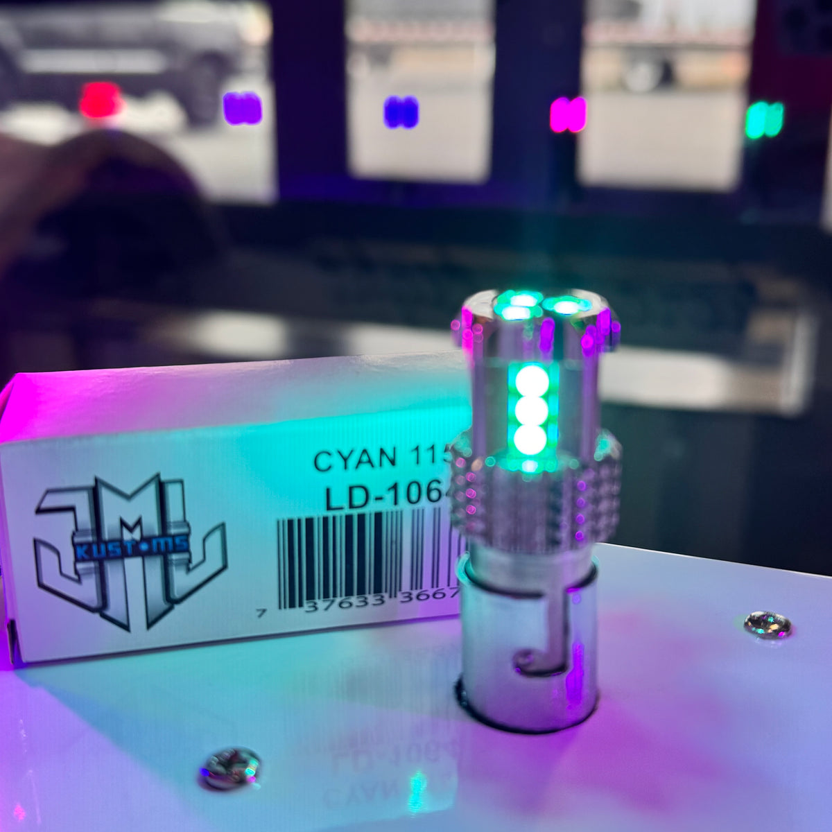 Cyan - 1157 Single Color 15 LED Bulb for Glass - JML — I-5 Chrome Shop